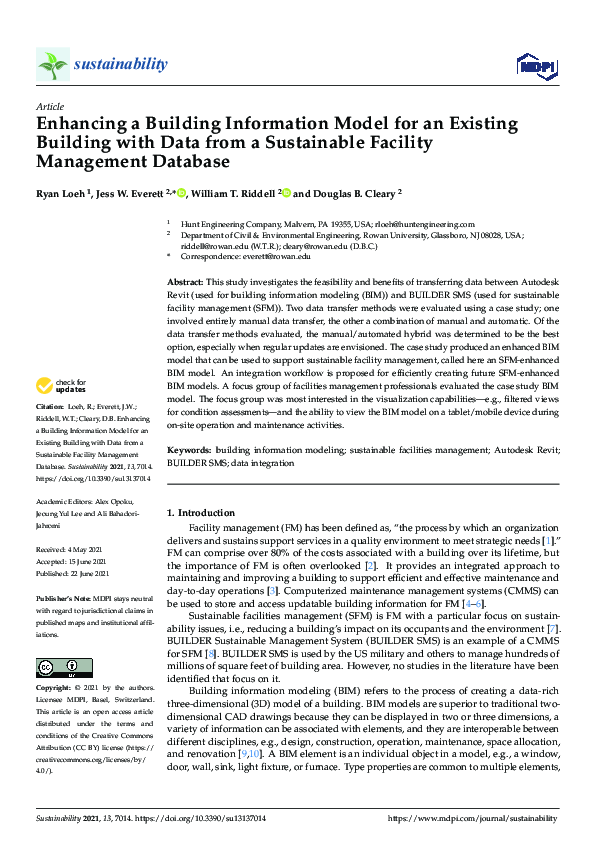 Pdf Enhancing A Building Information Model For An Existing Building With Data From A