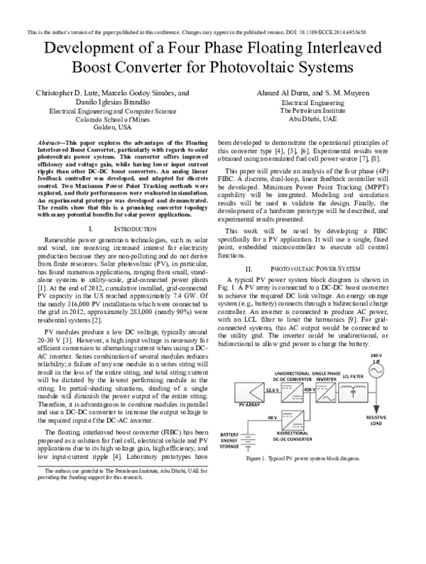 (PDF) Development of a four phase floating interleaved boost converter ...