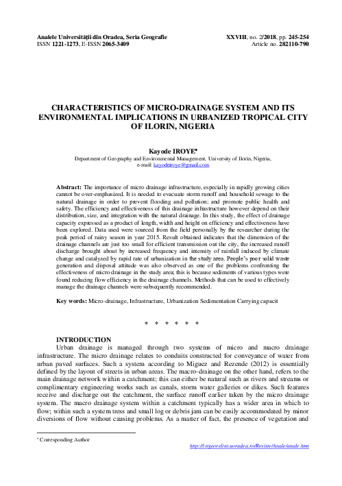 (PDF) Characteristics of Micro-Drainage System and Its Environmental ...
