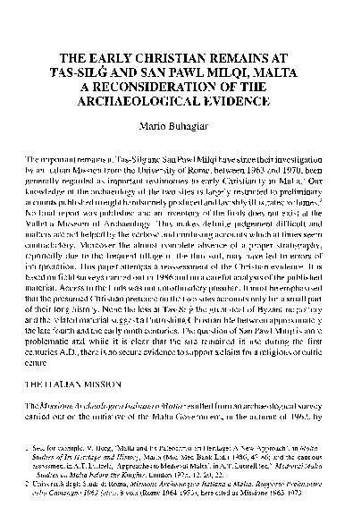(PDF) The Early Christian remains at tas-Silg and San Pawl Milqi, Malta ...