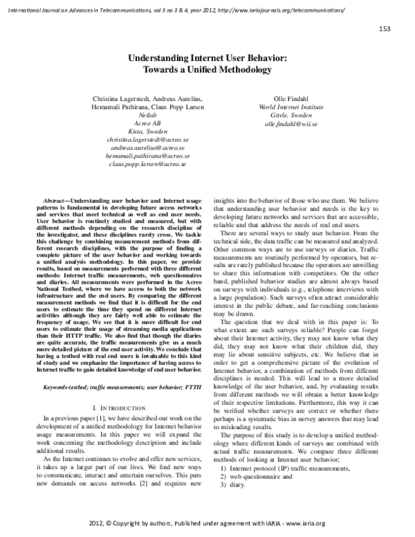 (PDF) Understanding Internet User Behavior: Towards a Unified Methodology