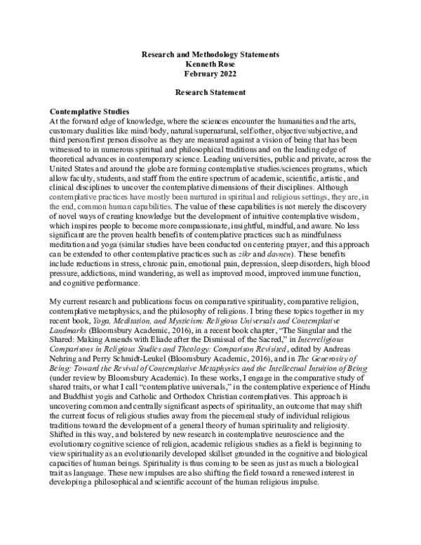 (PDF) Kenneth Rose, Research and Methodology Statement