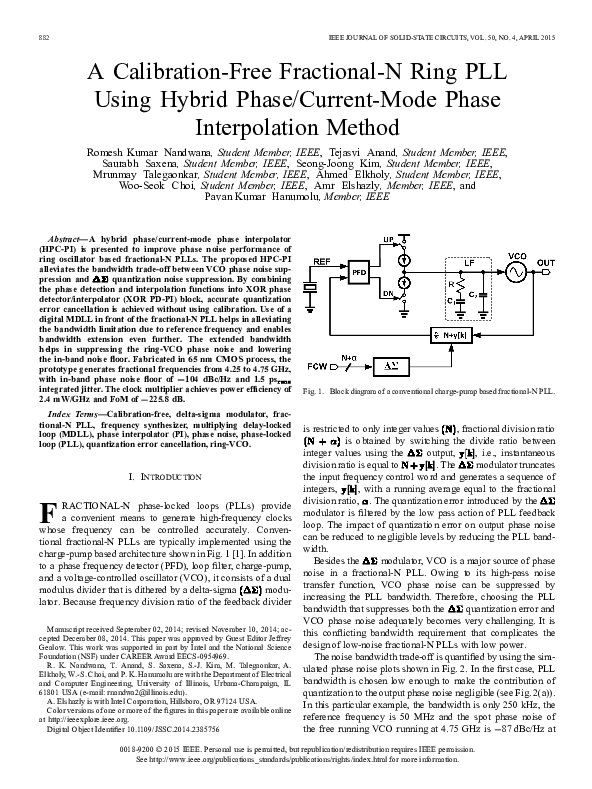 (PDF) A Calibration-Free Fractional-N Ring PLL Using Hybrid Phase ...
