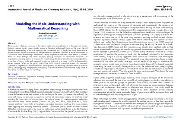 (PDF) Modeling the Mole Understanding with Mathematical Reasoning