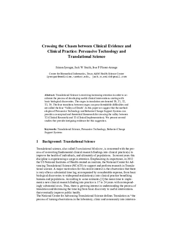 (PDF) Crossing the Chasm between Clinical Evidence and Clinical ...