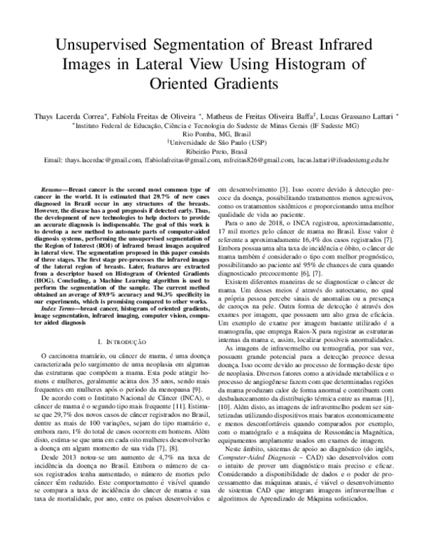 Pdf Unsupervised Segmentation Of Breast Infrared Images In Lateral View Using Histogram Of