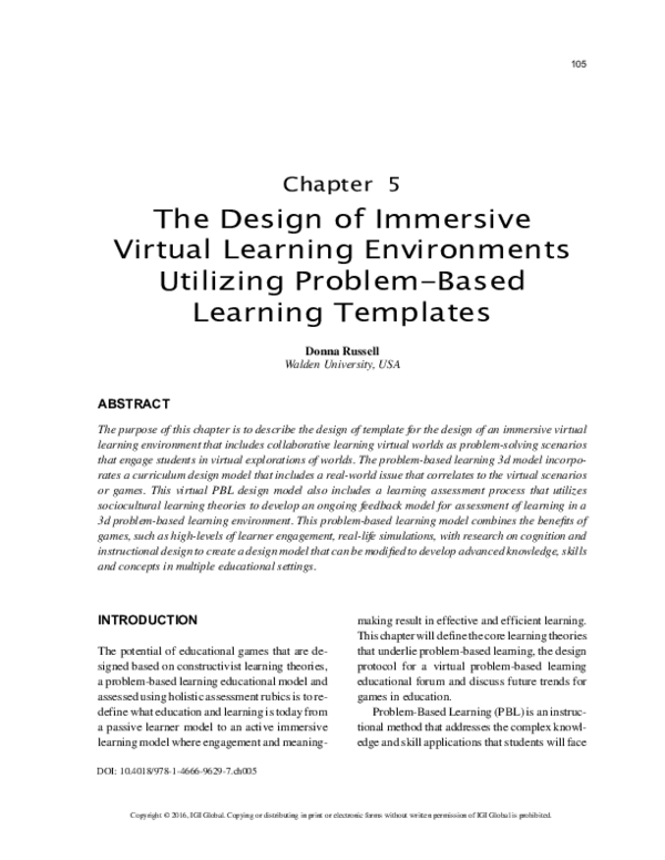 (PDF) The Design of Immersive Virtual Learning Environments Utilizing Problem-Based Learning ...