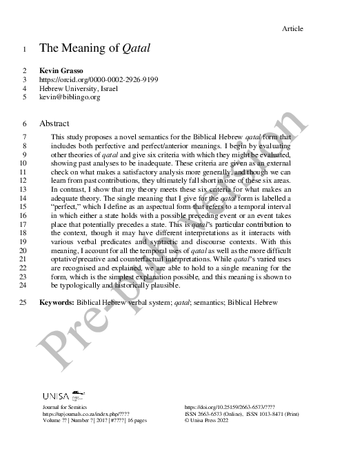 (PDF) The Meaning of Qatal