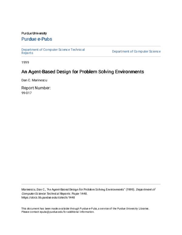 (PDF) An Agent-Based Design for Problem Solving Environments | Dan Marinescu - Academia.edu