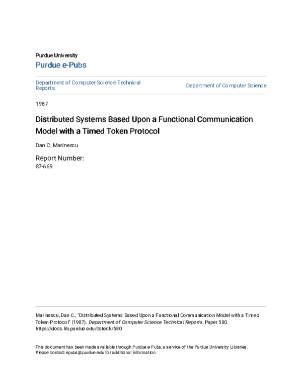 Pdf Distributed Systems Based Upon A Functional Communication Model