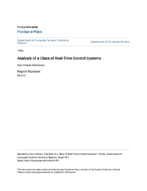 (PDF) Analysis of a Class of Real-Time Control Systems | Dan Marinescu - Academia.edu