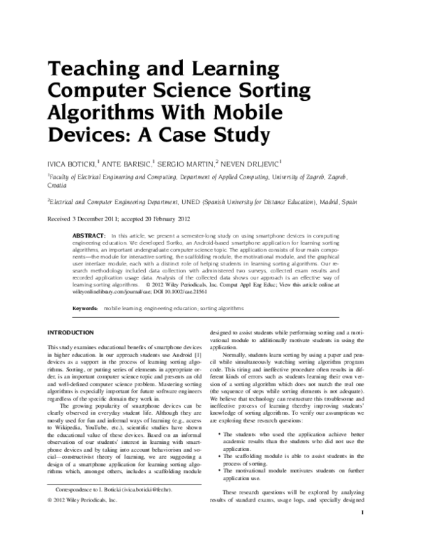 Pdf Teaching And Learning Computer Science Sorting Algorithms With 1788