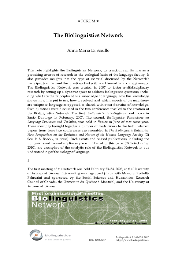 (PDF) The Biolinguistics Network