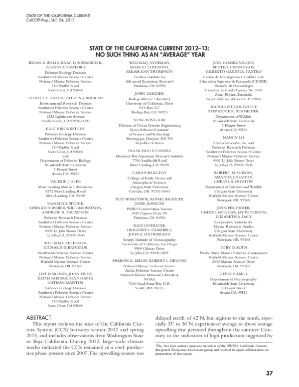 (PDF) State of the California Current 2012–13: No Such Thing as an ...