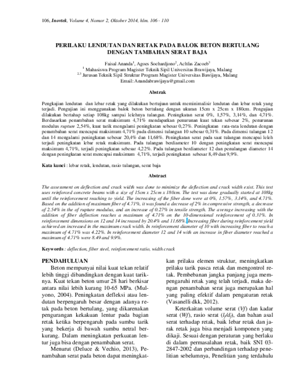 (PDF) Perilaku Lendutan Dan Retak Pada Balok Beton Bertulang Dengan ...