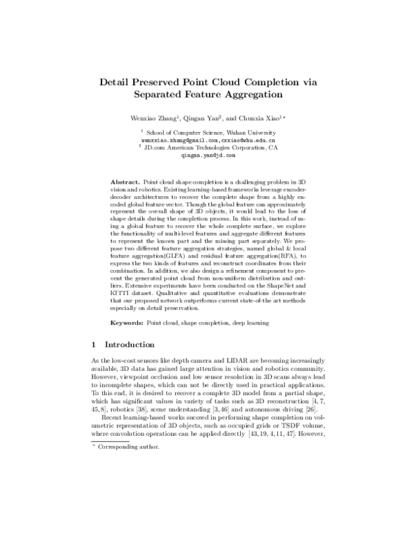 (PDF) Detail Preserved Point Cloud Completion via Separated Feature Aggregation