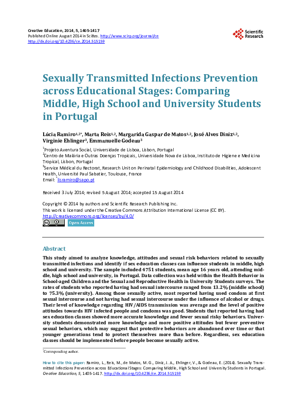 (PDF) Sexually Transmitted Infections Prevention across Educational ...
