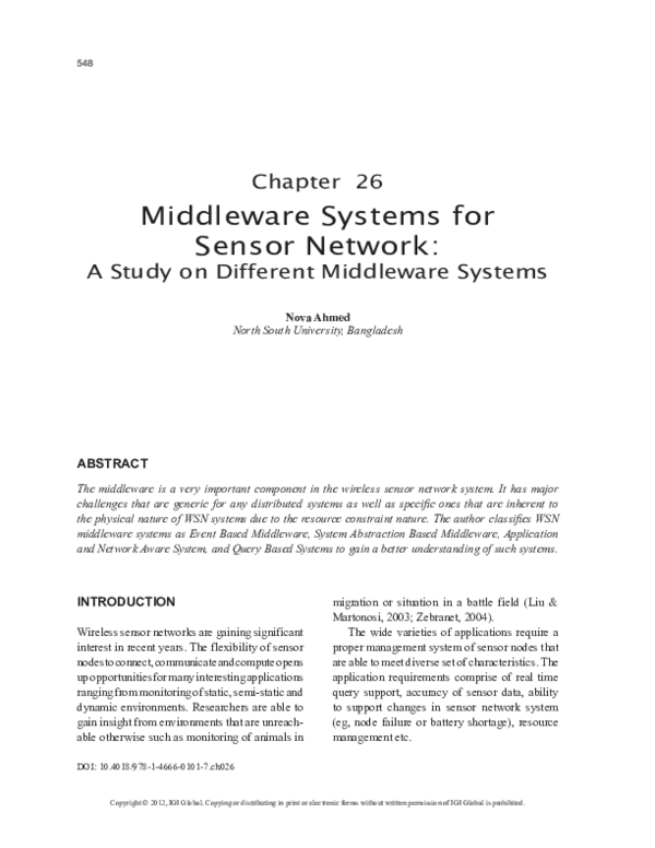 (PDF) Middleware Systems for Sensor Network