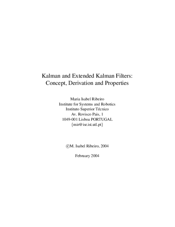 (PDF) Kalman and Extended Kalman Filters: Concept, Derivation and ...