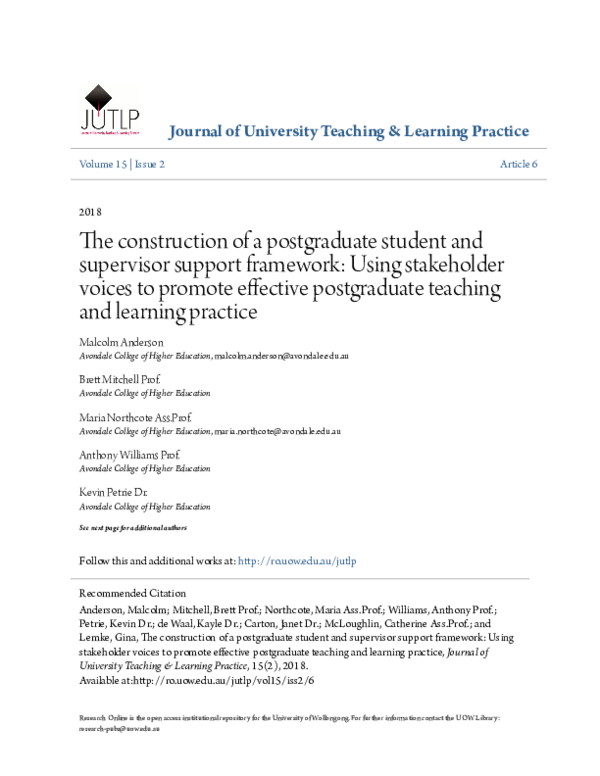 (PDF) The construction of a postgraduate student and supervisor support ...