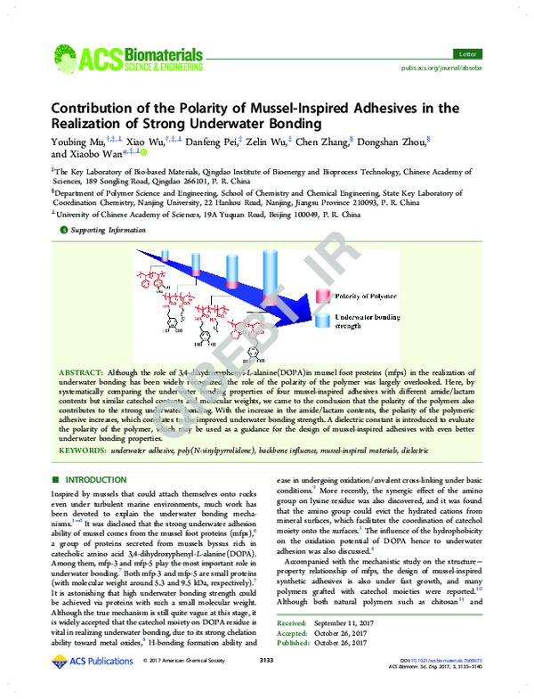 (PDF) Contribution of the Polarity of Mussel-Inspired Adhesives in the ...