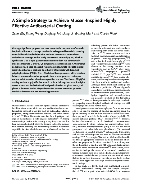 (PDF) A Simple Strategy to Achieve Mussel-Inspired Highly Effective ...