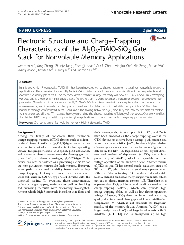 (PDF) Electronic Structure and Charge-Trapping Characteristics of the ...