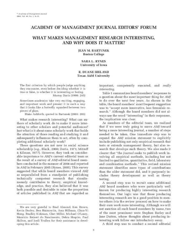 (PDF) What Makes Management Research Interesting, and Why Does It Matter?