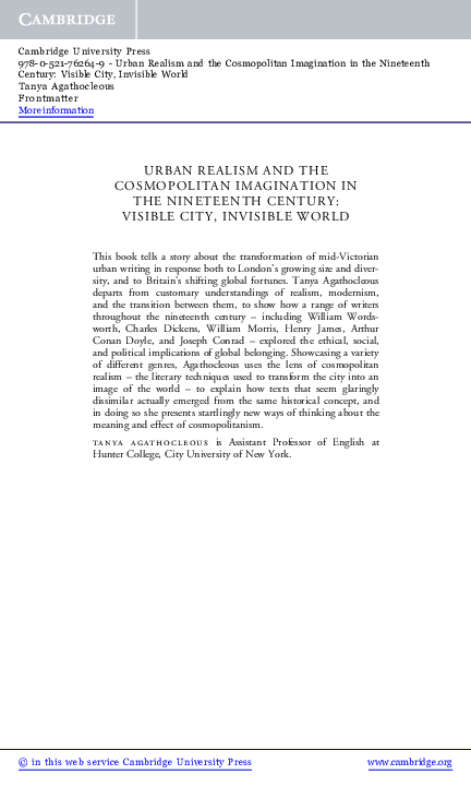 (PDF) Urban Realism and the Cosmopolitan Imagination in the Nineteenth ...