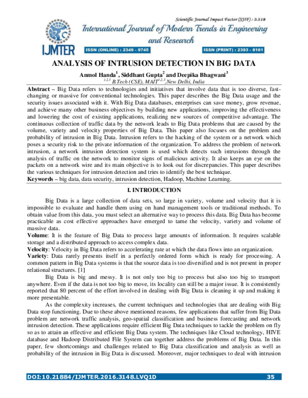 (PDF) Analysis of Intrusion Detection in Big Data | Anmol Handa - Academia.edu