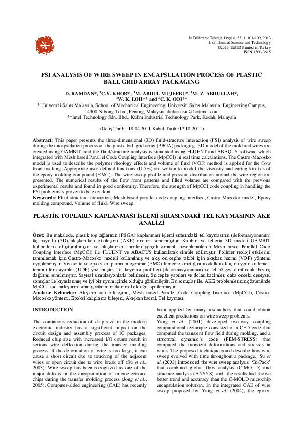 (PDF) FSI Analysis of Wire Sweep in Encapsulation Process of Plastic ...