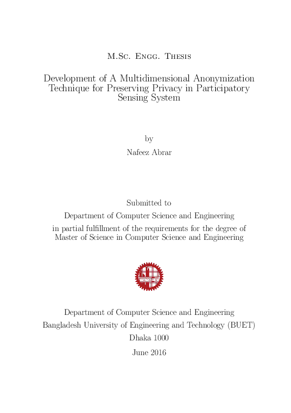 (PDF) Development of a multidimensional anonymization technique for ...