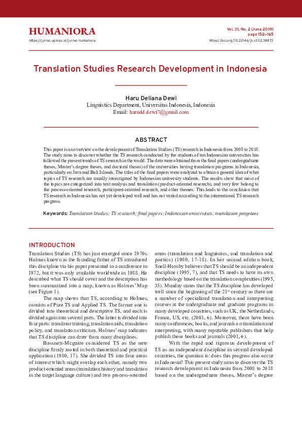 (PDF) Translation Studies Research Development in Indonesia