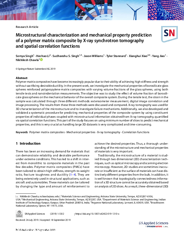 (PDF) Microstructural characterization and mechanical property prediction of a polymer matrix ...