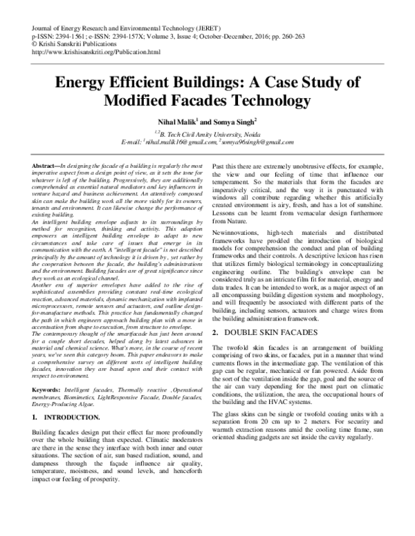 (PDF) Energy Efficient Buildings: A Case Study of Modified Facades ...
