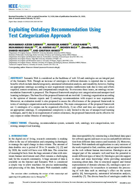 Pdf Exploiting Ontology Recommendation Using Text Categorization Approach