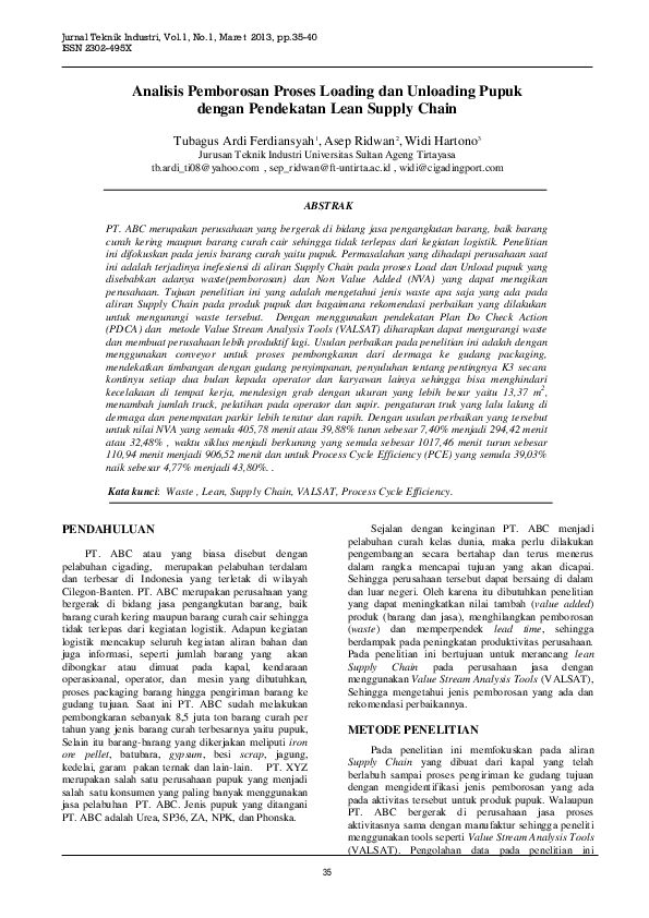 (PDF) Analisis Pemborosan Proses Loading dan Unloading Pupuk dengan ...