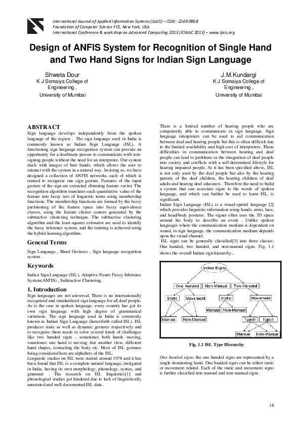 (PDF) Design of ANFIS System for Recognition of Single Hand and Two ...