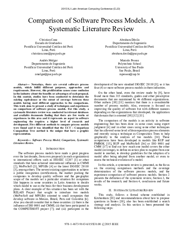 (PDF) Comparison of software process models. A systematic literature review