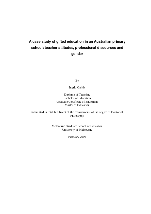 (PDF) A case study of gifted education in an Australian primary school ...