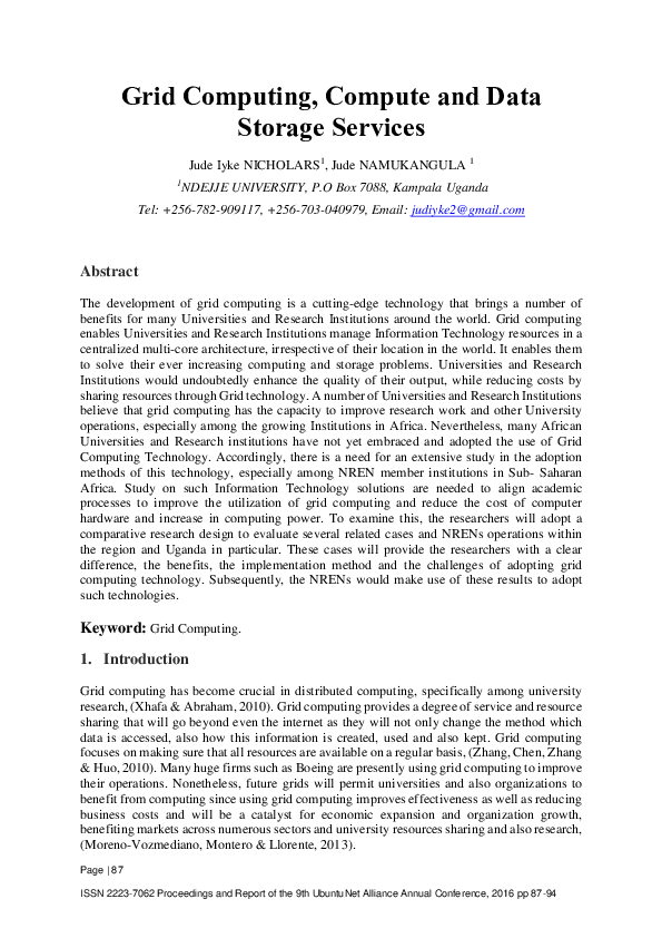 (PDF) Grid Computing, Compute and Data Storage Services