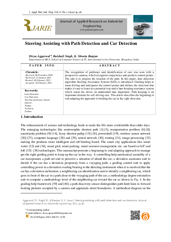 (PDF) Steering Assisting with Path Detection and Car Detection