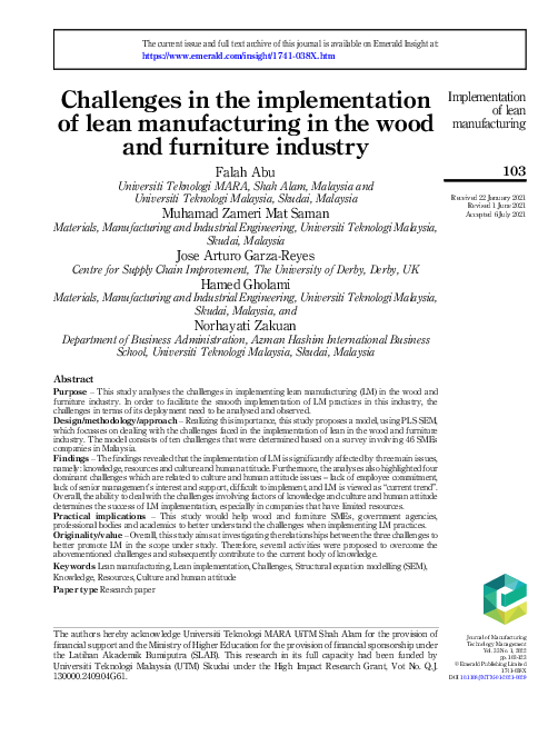 (PDF) Challenges in the implementation of lean manufacturing in the ...