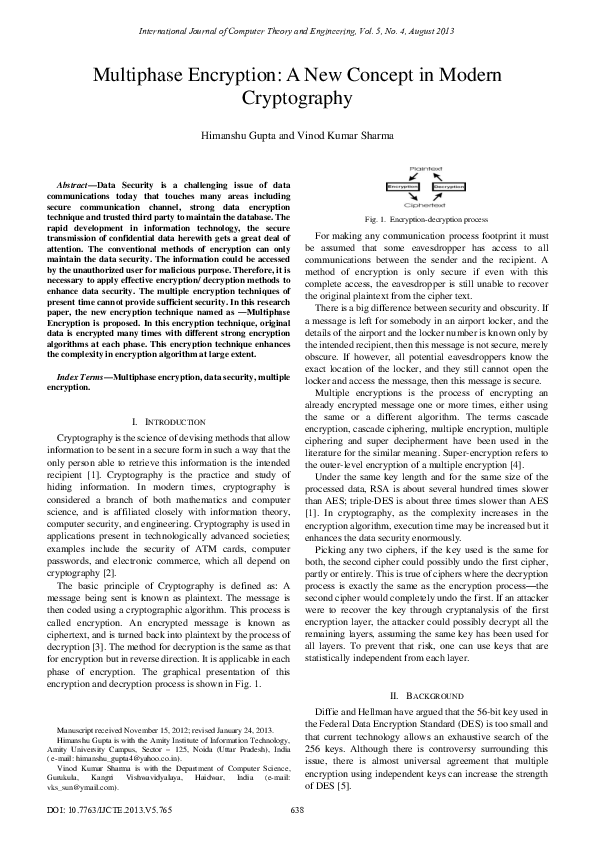 (PDF) Multiphase Encryption: A New Concept in Modern Cryptography