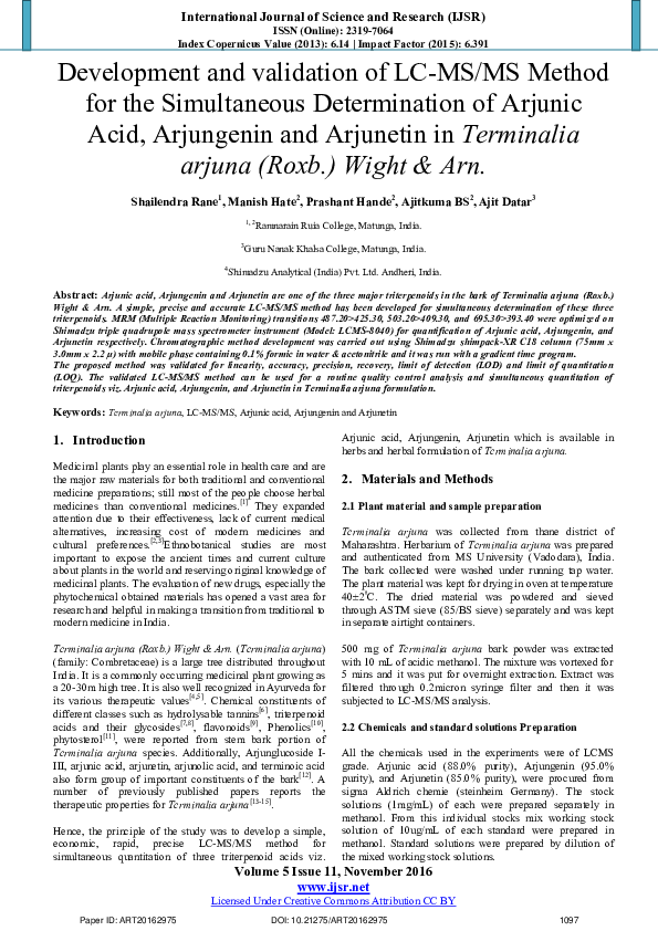 (PDF) Development and validation of LC-MS / MS Method for the Simultaneous Determination of ...