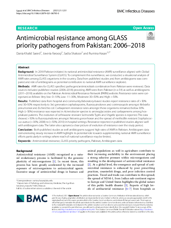 (PDF) Antimicrobial resistance among GLASS priority pathogens from ...