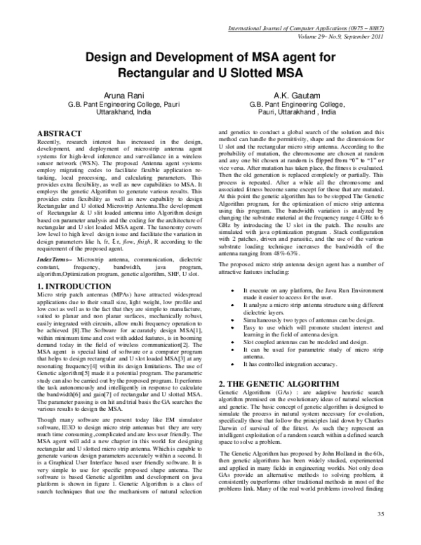 (PDF) Design and Development of MSA agent for Rectangular and U Slotted MSA