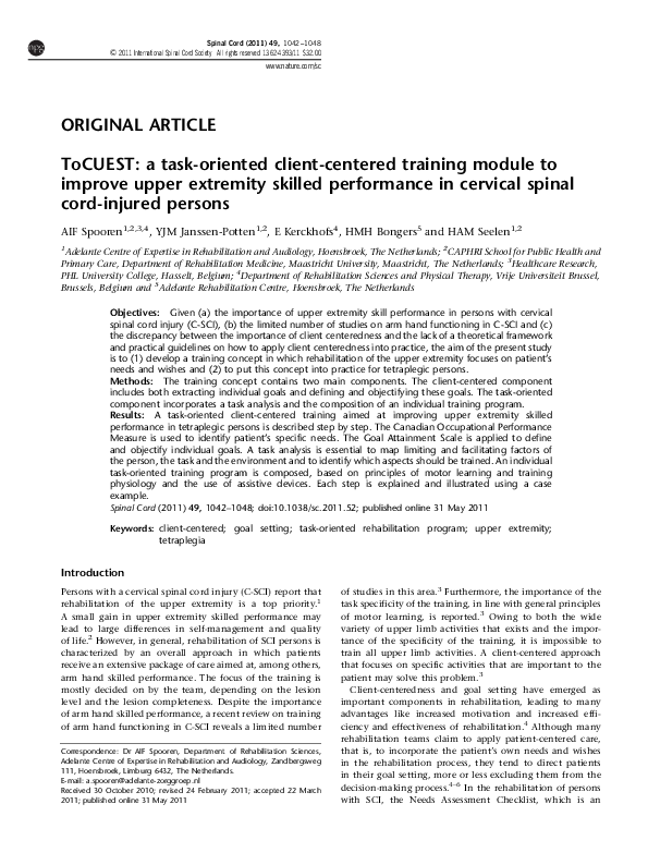 Pdf Tocuest A Task Oriented Client Centered Training Module To