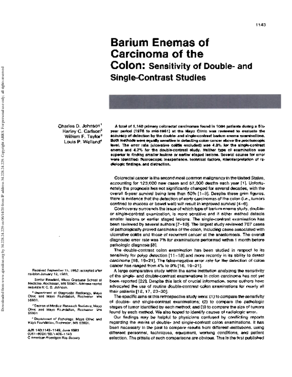 (PDF) Barium enemas of carcinoma of the colon: sensitivity of double ...