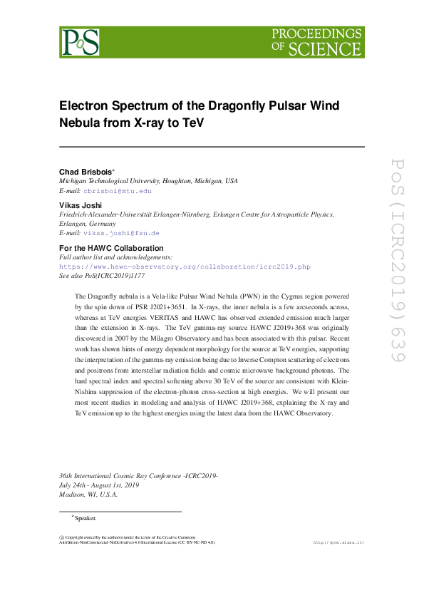 (PDF) Electron Spectrum of the Dragonfly Pulsar Wind Nebula from X-ray ...